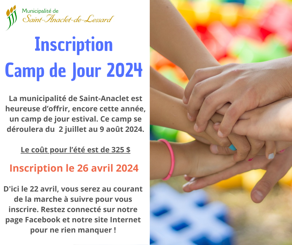Camp de jour | Famille | Municipalité St-Anaclet-de-Lessard